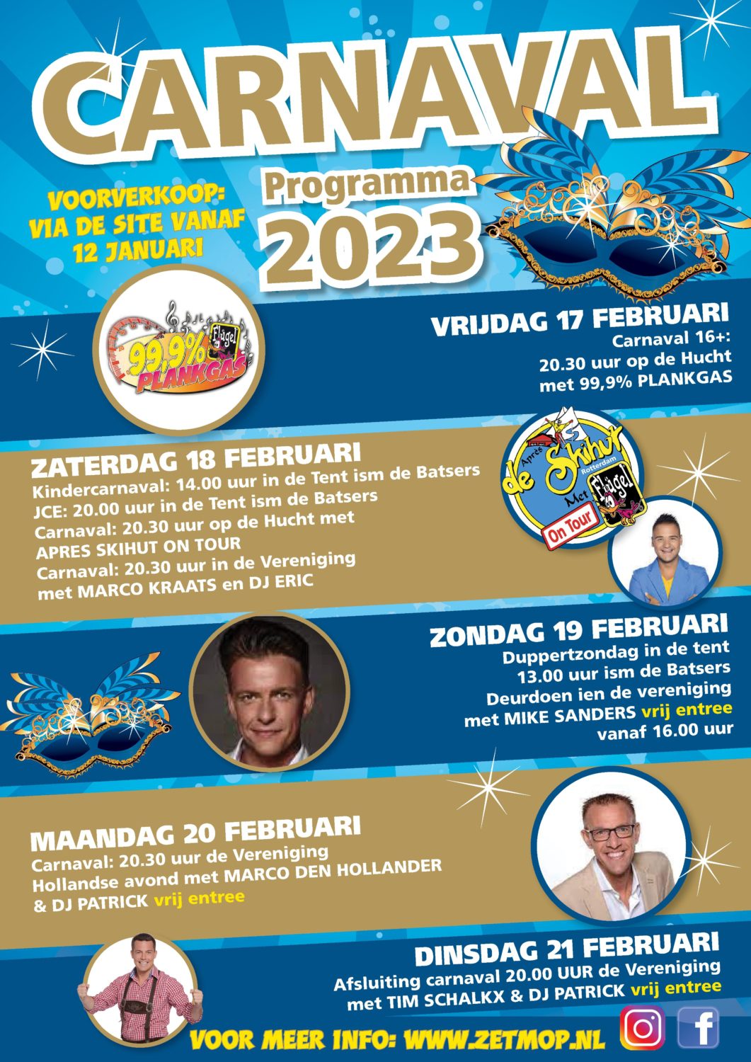 Programma Carnaval 2023 – Carnaval vereniging Zet ‘m Op